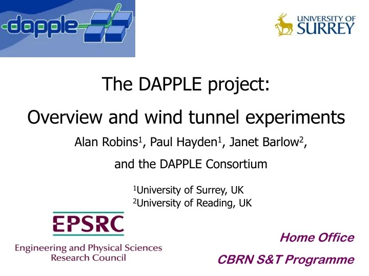 PPT - The DAPPLE project: Overview and wind tunnel experiments ...