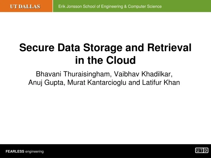 PPT - Secure Data Storage and Retrieval in the Cloud PowerPoint ...