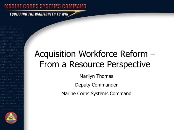 PPT - Acquisition Workforce Reform – From a Resource Perspective ...