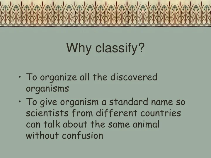 PPT - Why classify? PowerPoint Presentation, free download - ID:9525762