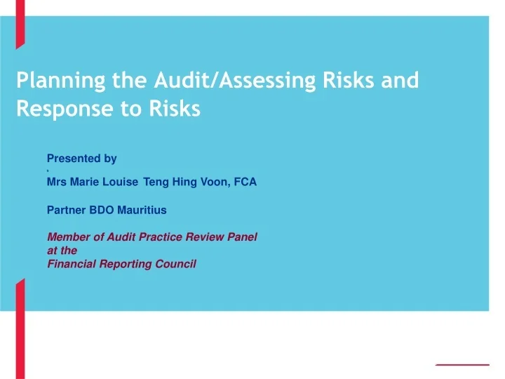 PPT - Planning the Audit/Assessing Risks and Response to Risks ...