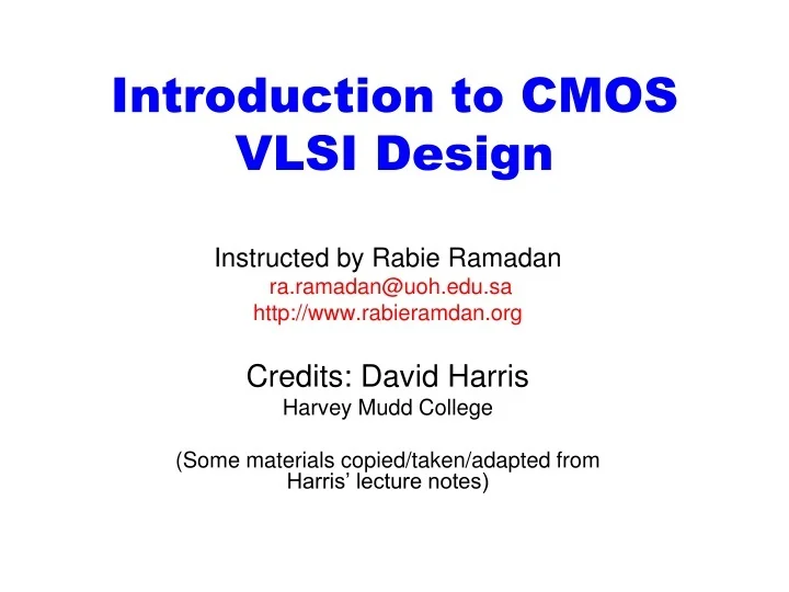 Ppt Introduction To Cmos Vlsi Design Powerpoint Presentation Free Download Id 9526841