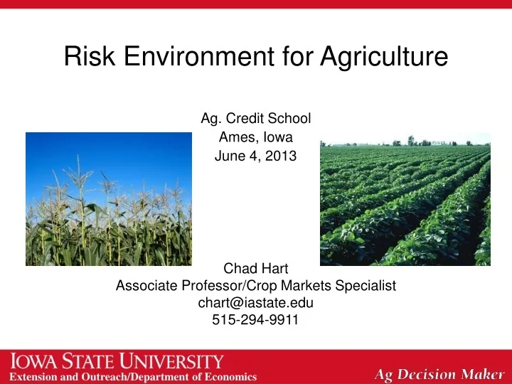 PPT - Risk Environment for Agriculture PowerPoint Presentation, free ...
