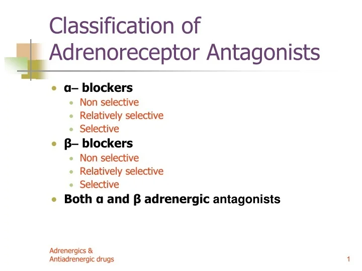 PPT - Classification of Adrenoreceptor Antagonists PowerPoint ...