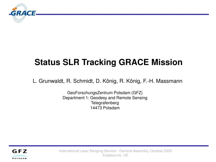 PPT - GeoForschungsZentrum Potsdam (GFZ) Department 1: Geodesy and ...