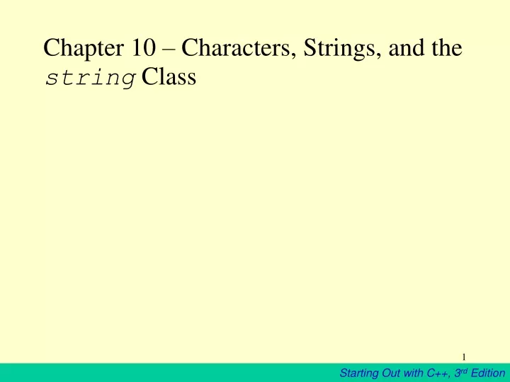Ppt Chapter 10 Characters Strings And The String Class Powerpoint Presentation Id9530667