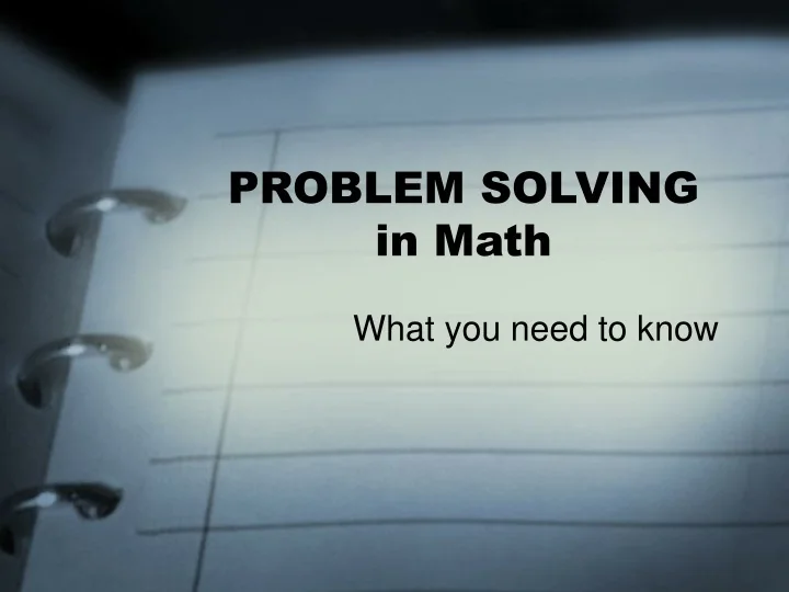PPT - PROBLEM SOLVING in Math PowerPoint Presentation, free download ...