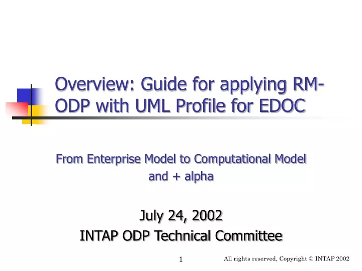 Ppt Overview Guide For Applying Rm Odp With Uml Profile For Edoc
