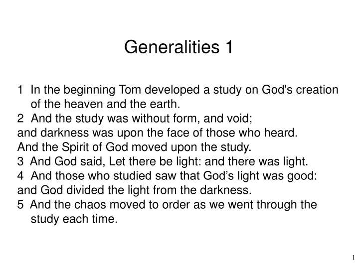 PPT - Generalities 1 PowerPoint Presentation, free download - ID:9537459