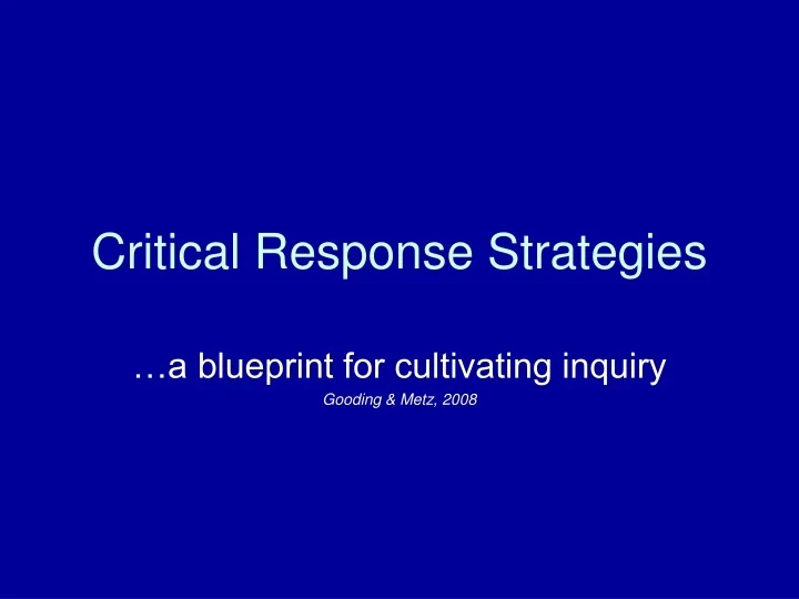 PPT - Critical Response Strategies PowerPoint Presentation, free ...