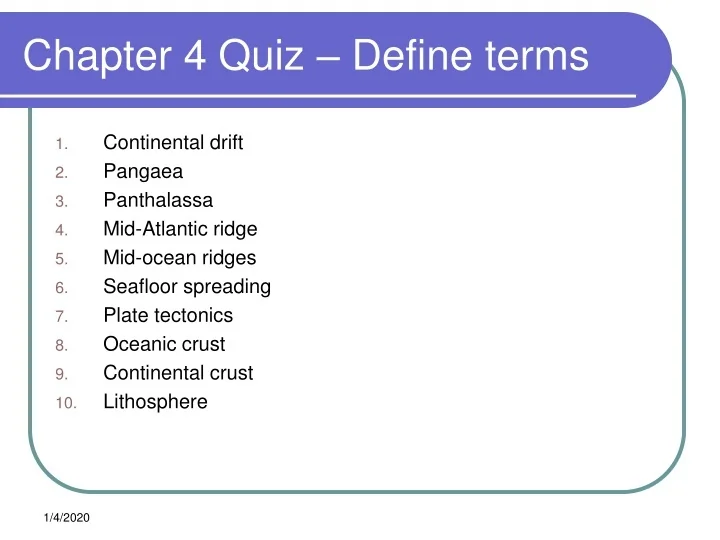 PPT - Chapter 4 Quiz – Define terms PowerPoint Presentation, free ...