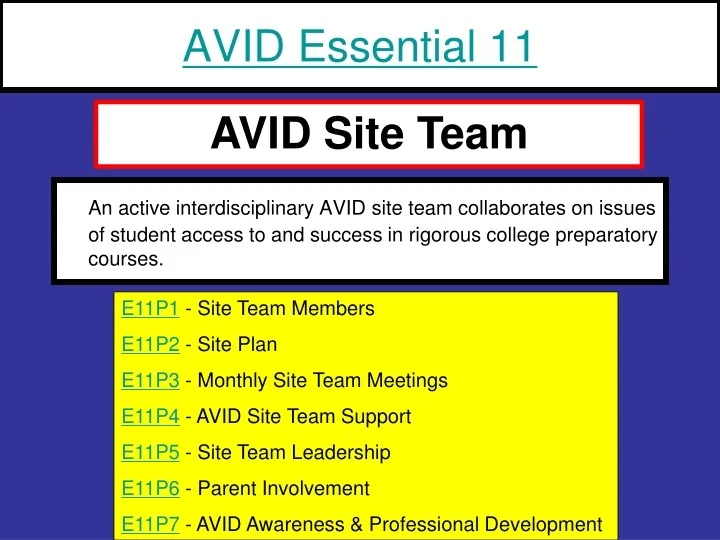 PPT - AVID Essential 11 PowerPoint Presentation, free download - ID:9543971