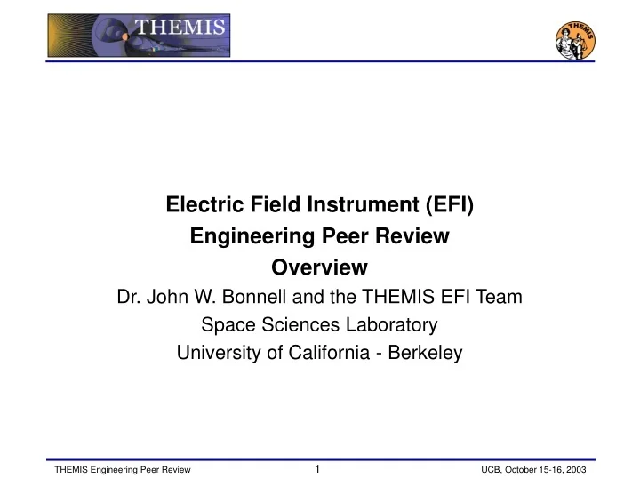 PPT - Electric Field Instrument (EFI) Engineering Peer Review Overview ...