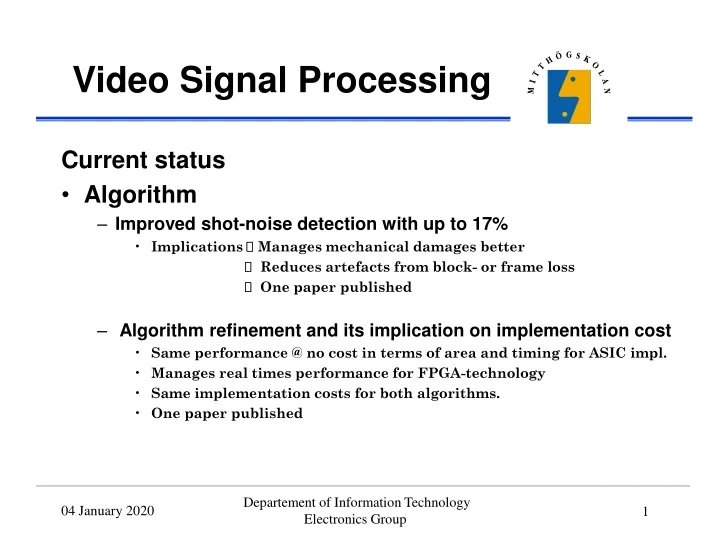 PPT - Video Signal Processing PowerPoint Presentation, free download ...