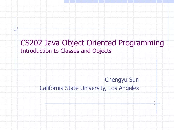 Ppt Cs202 Java Object Oriented Programming Introduction To Classes