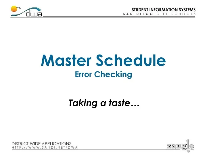 PPT - Master Schedule Error Checking PowerPoint Presentation, free ...