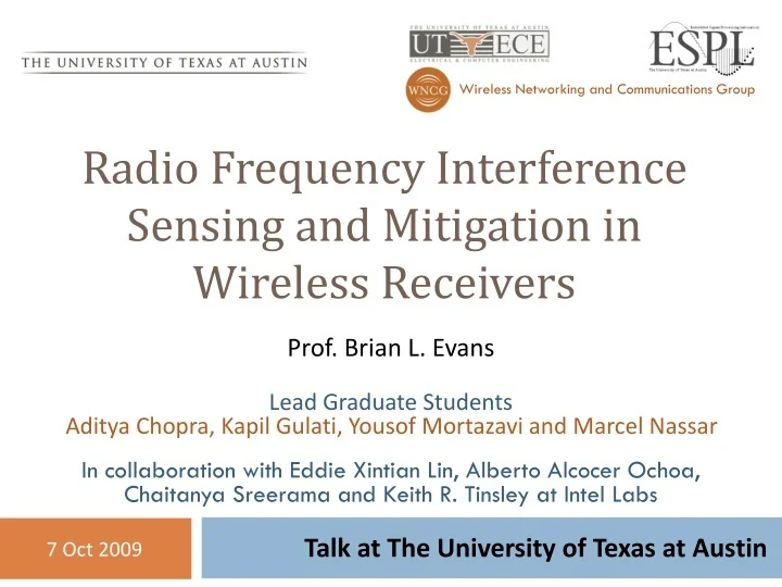 PPT - Radio Frequency Interference Sensing and Mitigation in Wireless ...