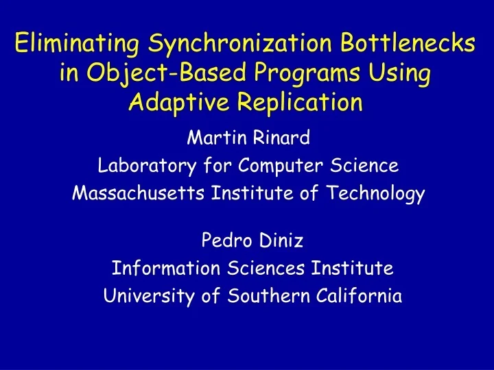 Ppt Eliminating Synchronization Bottlenecks In Object Based Programs 0023