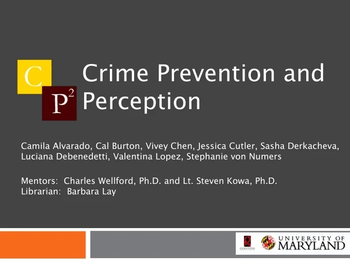 PPT - Crime Prevention and Perception PowerPoint Presentation, free ...