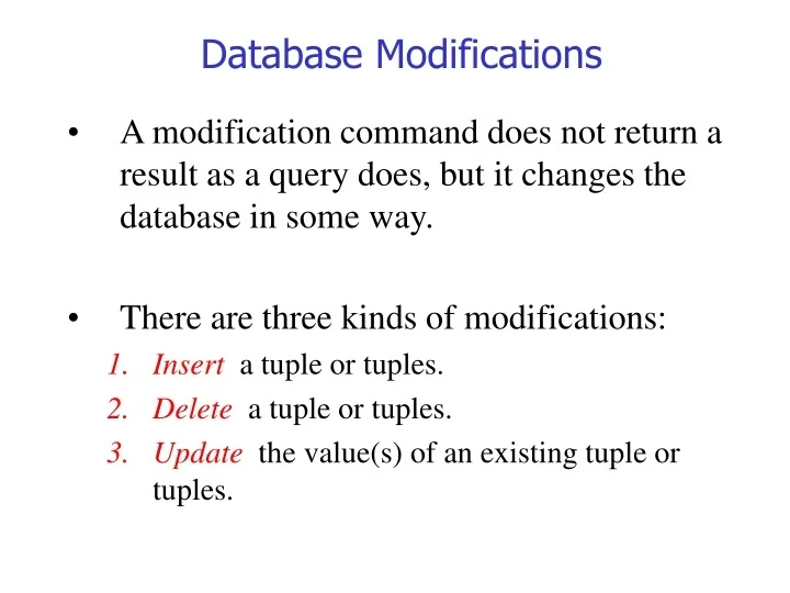 PPT - Database Modifications PowerPoint Presentation, free download ...