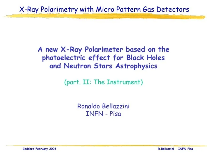 PPT - X-Ray Polarimetry with Micro Pattern Gas Detectors PowerPoint ...