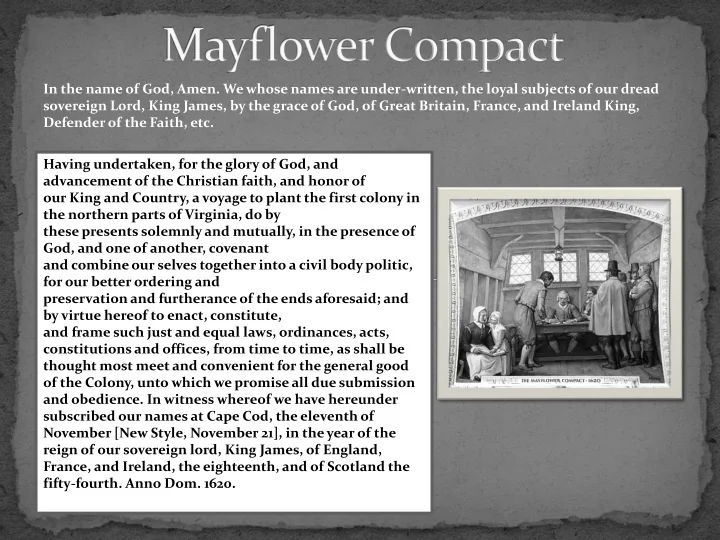 PPT - Mayflower Compact PowerPoint Presentation, free download - ID:9551822
