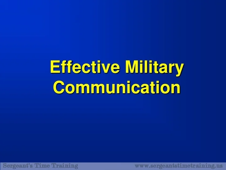 PPT - Effective Military Communication PowerPoint Presentation, free ...