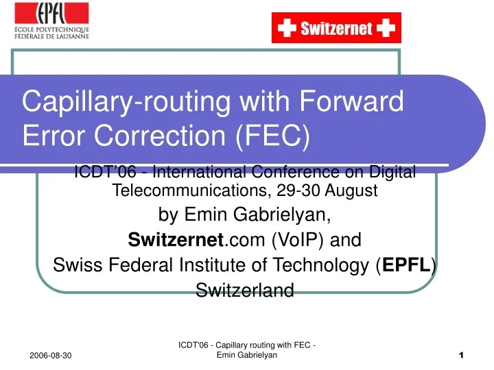 PPT - Capillary-routing with Forward Error Correction (FEC) PowerPoint ...