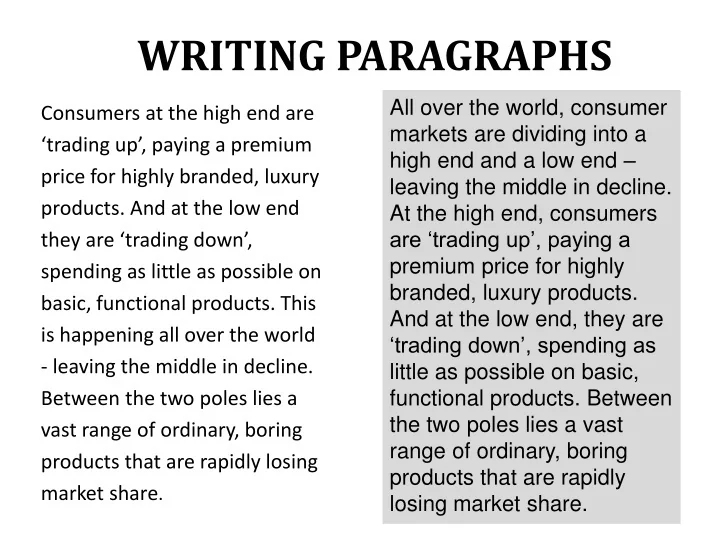 PPT - WRITING PARAGRAPHS PowerPoint Presentation, free download - ID ...