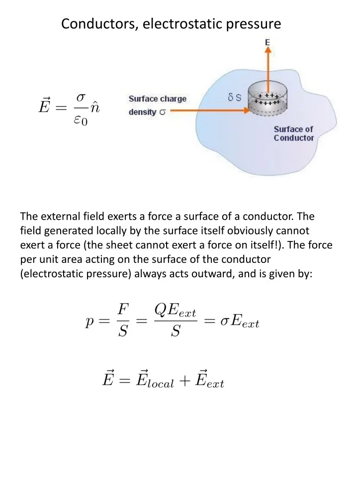PPT - Conductors, electrostatic pressure PowerPoint Presentation, free ...
