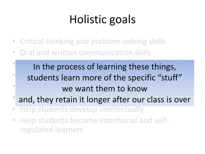 PPT - Holistic goals PowerPoint Presentation, free download - ID:9557224