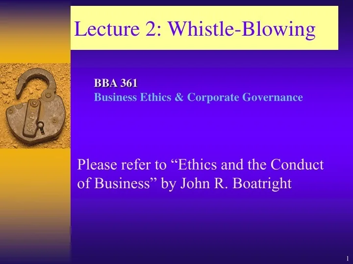 PPT - Lecture 2 : Whistle-Blowing PowerPoint Presentation, free ...