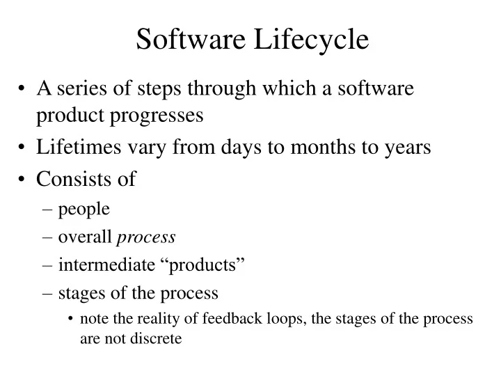PPT - Software Lifecycle PowerPoint Presentation, free download - ID ...