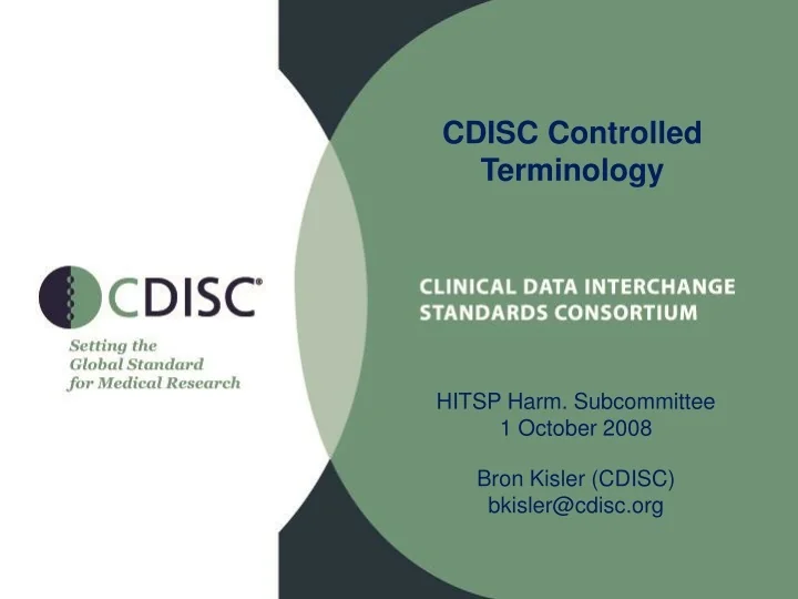 PPT - CDISC Controlled Terminology PowerPoint Presentation, free ...