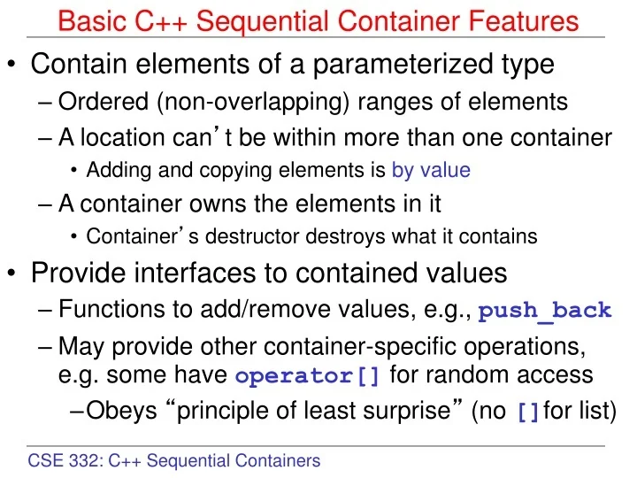Ppt Basic C Sequential Container Features Powerpoint Presentation 2038