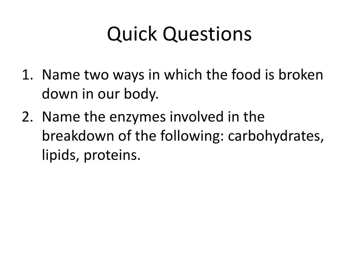 PPT - Quick Questions PowerPoint Presentation, free download - ID:9561703