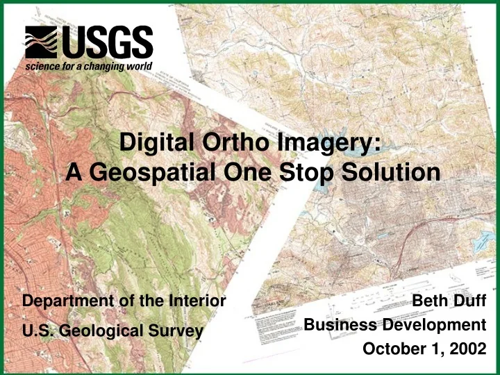 PPT - Digital Ortho Imagery: A Geospatial One Stop Solution PowerPoint ...