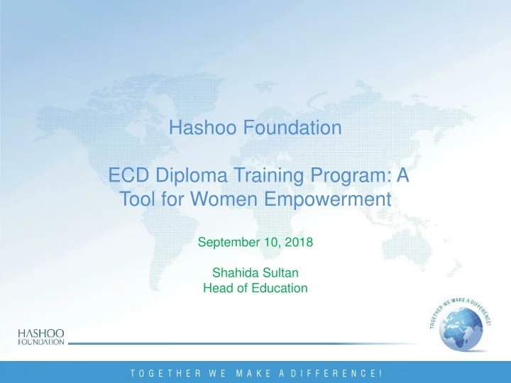 PPT - Hashoo Foundation ECD Diploma Training Program: A Tool for Women ...
