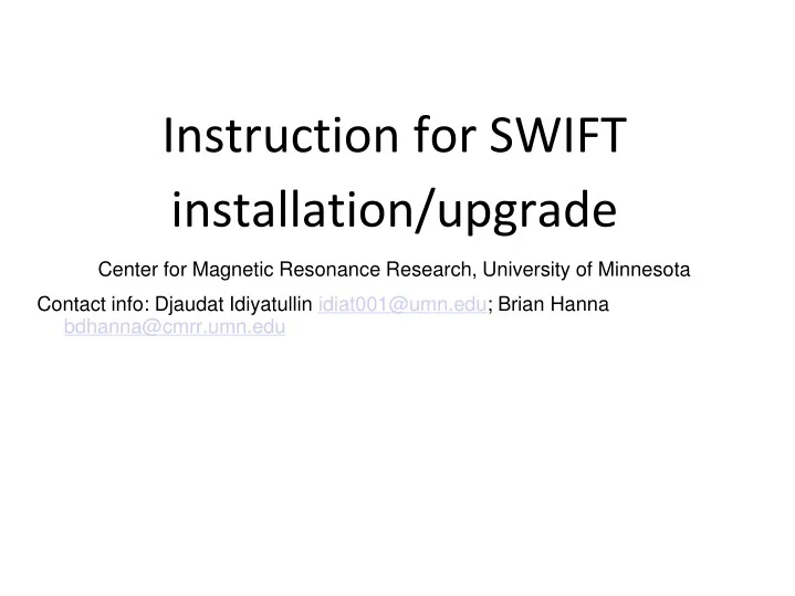 PPT - Instruction for SWIFT installation/upgrade PowerPoint ...
