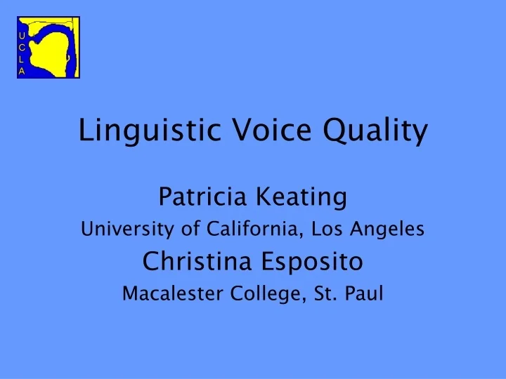 PPT - Linguistic Voice Quality PowerPoint Presentation, free download ...