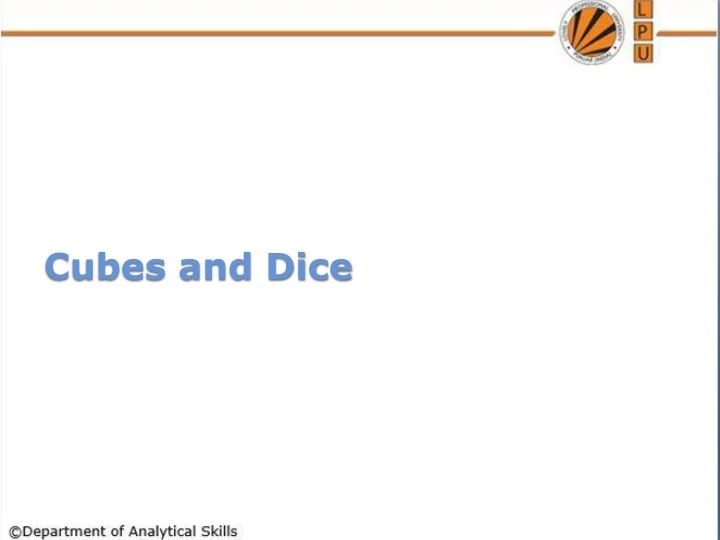 PPT - Cubes and Dice PowerPoint Presentation, free download - ID:9565833
