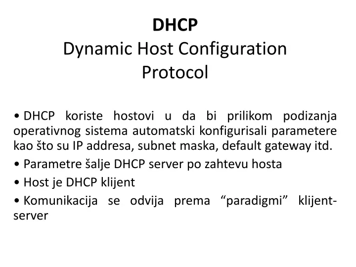 Ppt Dhcp Dynamic Host Configuration Protocol Powerpoint Presentation Id9567249