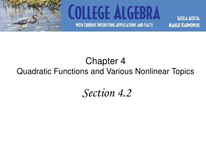 PPT - Chapter 4 Quadratic Functions and Various Nonlinear Topics ...