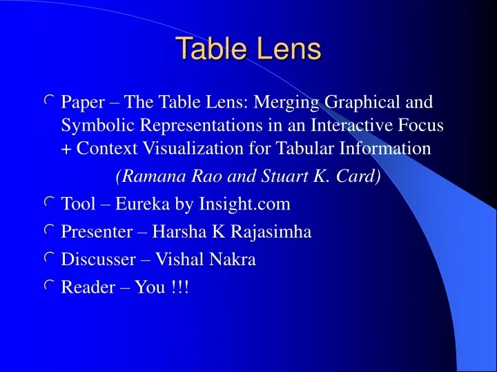 PPT - Table Lens PowerPoint Presentation, free download - ID:9570754