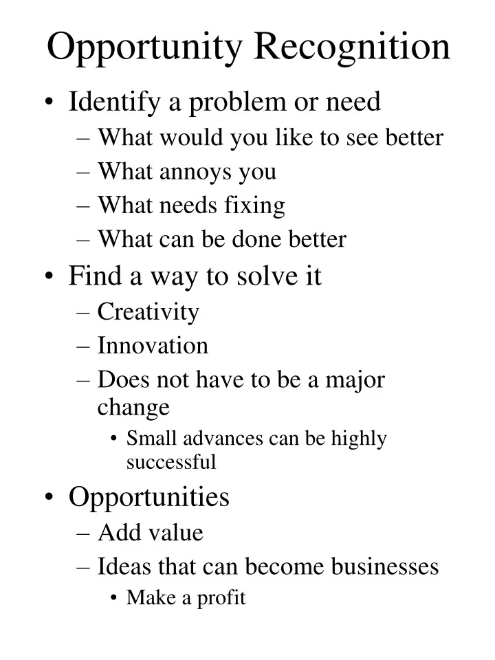 Ppt Opportunity Recognition Powerpoint Presentation Free Download Id 9571421