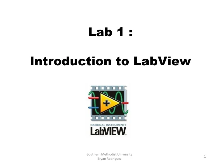 PPT - Lab 1 : Introduction to LabView PowerPoint Presentation, free ...