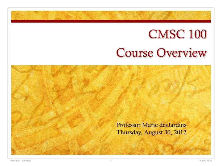 PPT - CMSC 100 Course Overview PowerPoint Presentation, free download ...