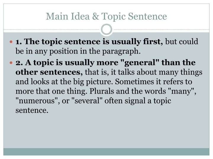 PPT - Main Idea & Topic Sentence PowerPoint Presentation, free download ...