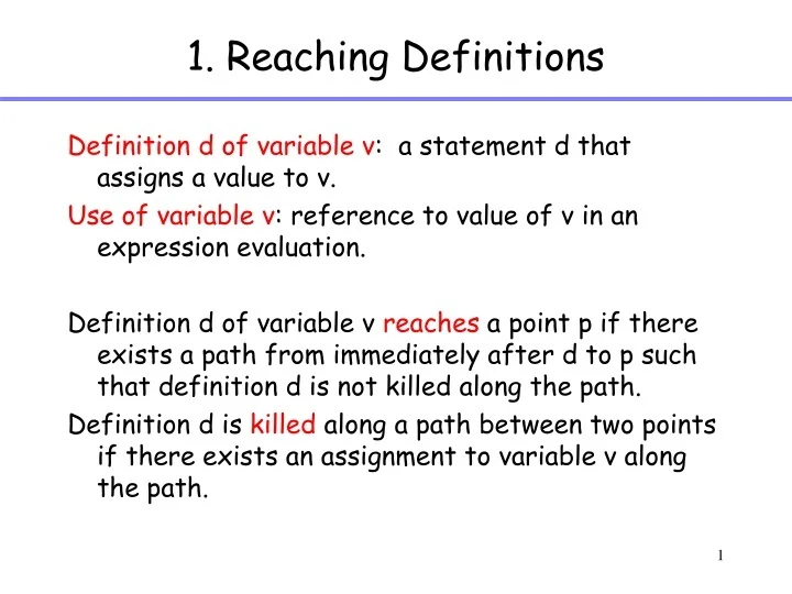 PPT - 1. Reaching Definitions PowerPoint Presentation, free download ...