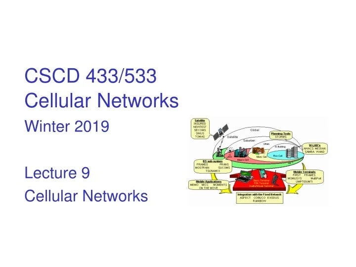 PPT - CSCD 433/533 Cellular Networks Winter 2019 Lecture 9 Cellular ...